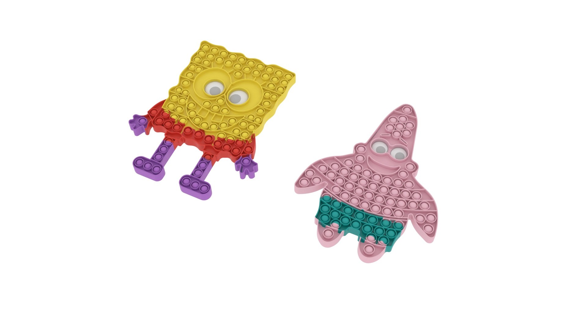 Spongebob And Patrick Pop It Fidget Toys Set 3D - TurboSquid 1804391