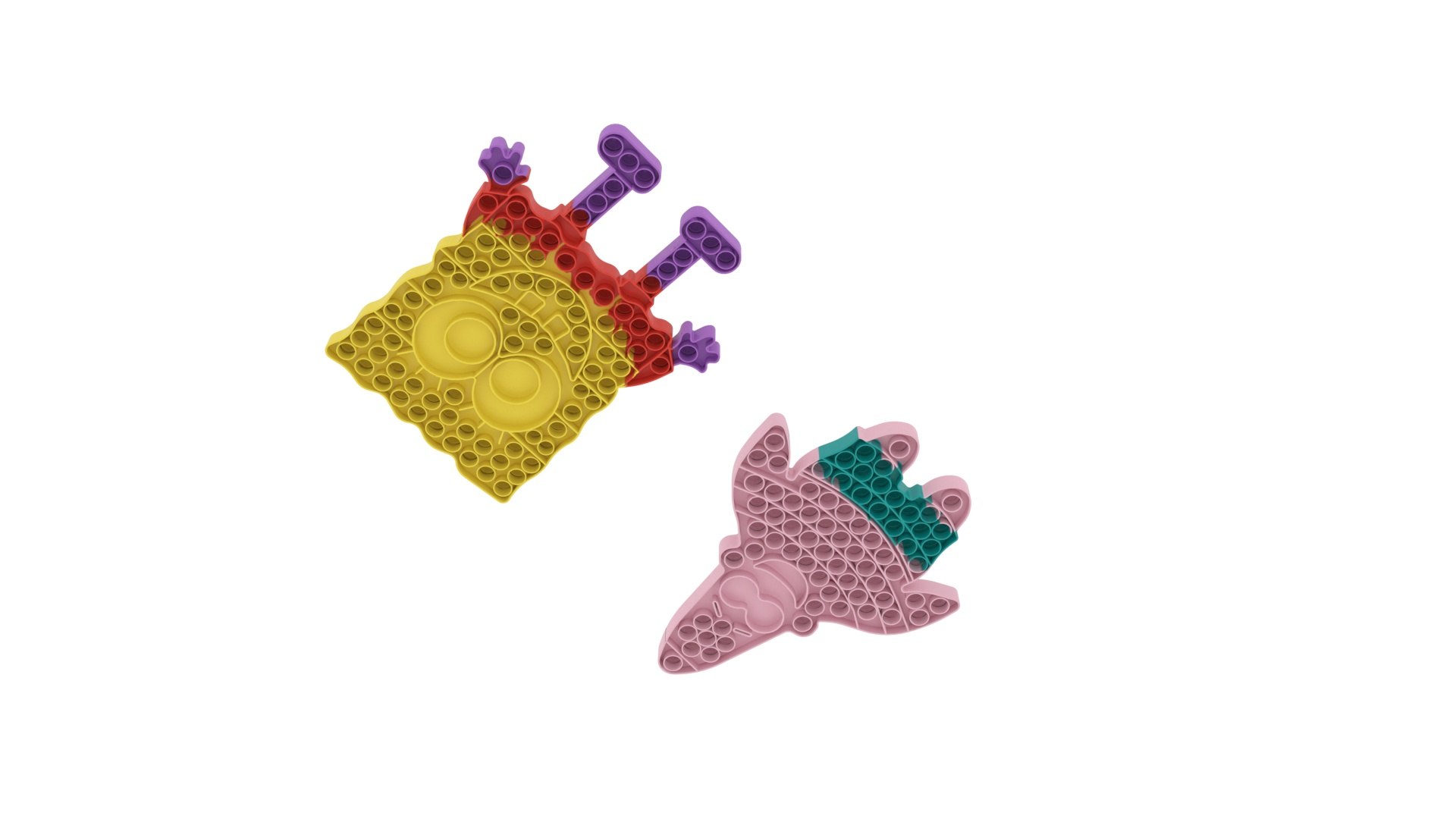 Spongebob And Patrick Pop It Fidget Toys Set 3D - TurboSquid 1804391