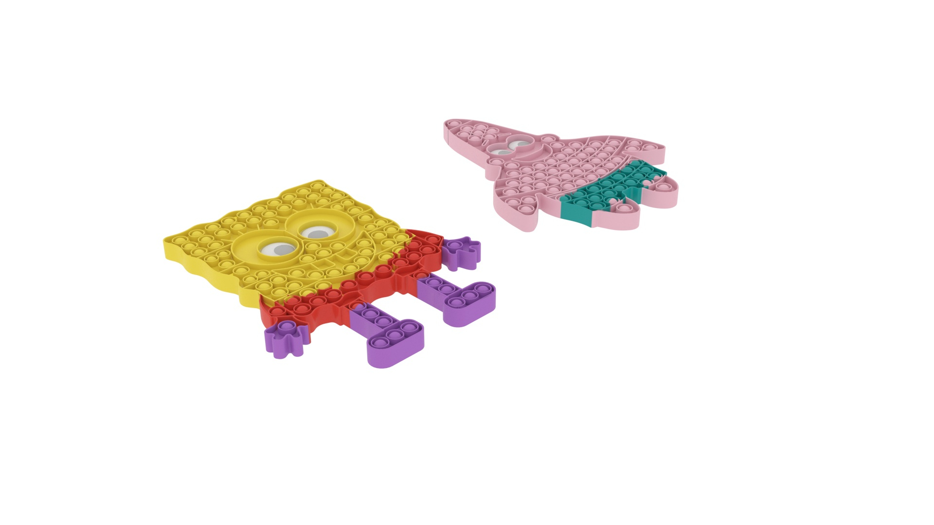 Spongebob And Patrick Pop It Fidget Toys Set 3D - TurboSquid 1804391