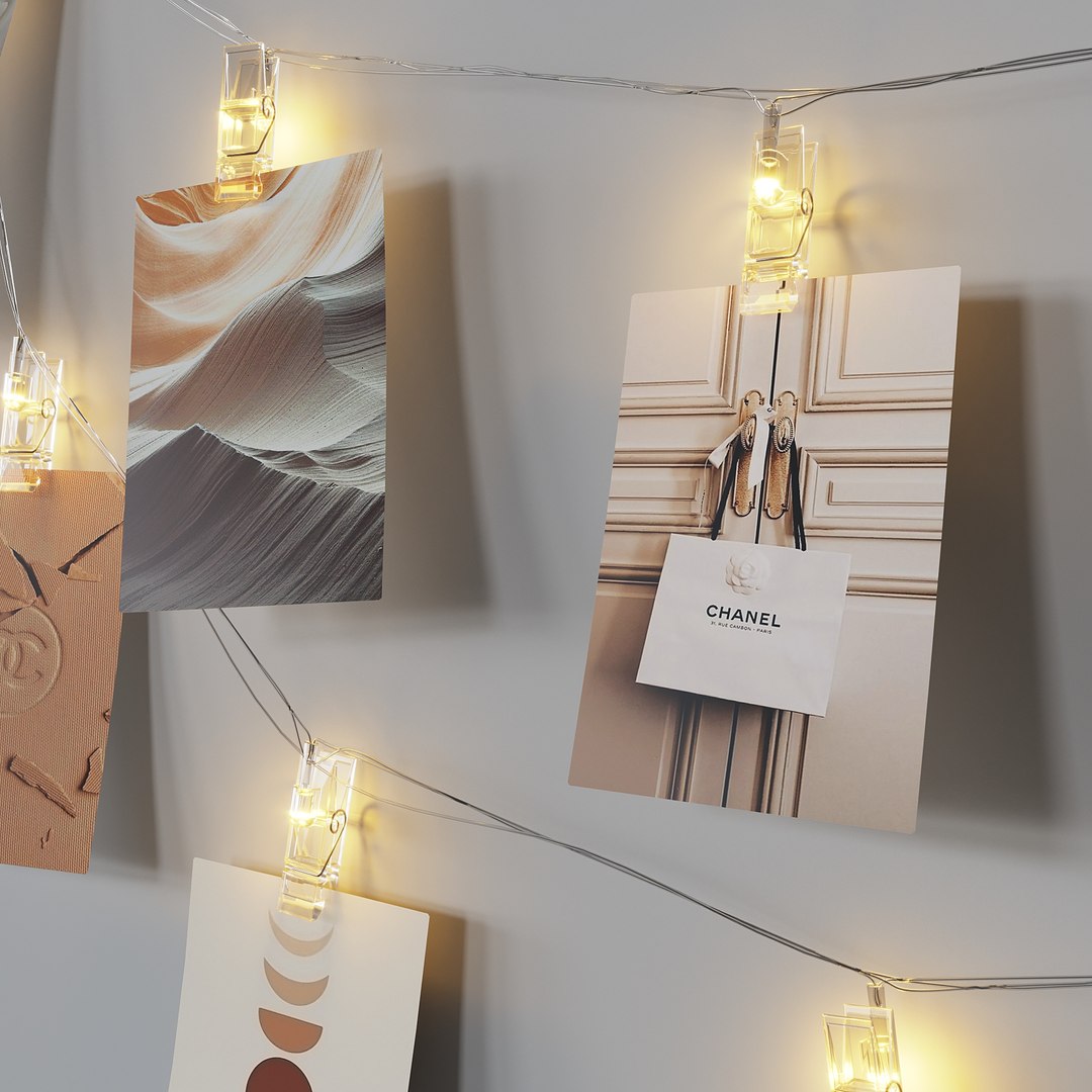 Editable Photo Garland Beige 3D Model - TurboSquid 2013876