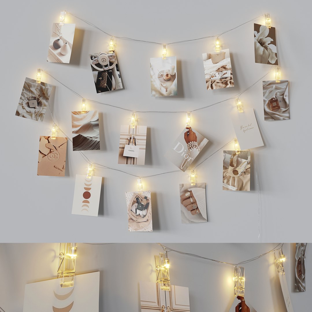Editable Photo Garland Beige 3D Model - TurboSquid 2013876