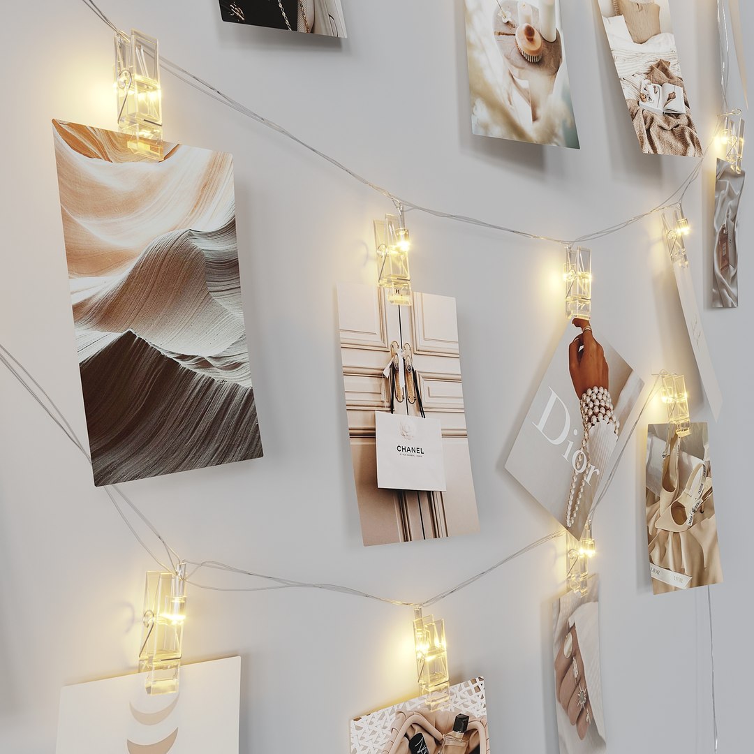 Editable Photo Garland Beige 3D Model - TurboSquid 2013876