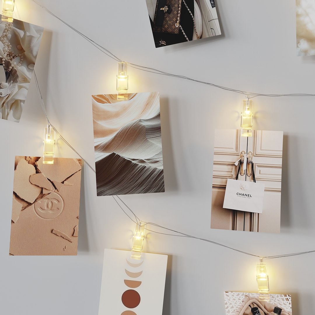 Editable Photo Garland Beige 3D Model - TurboSquid 2013876