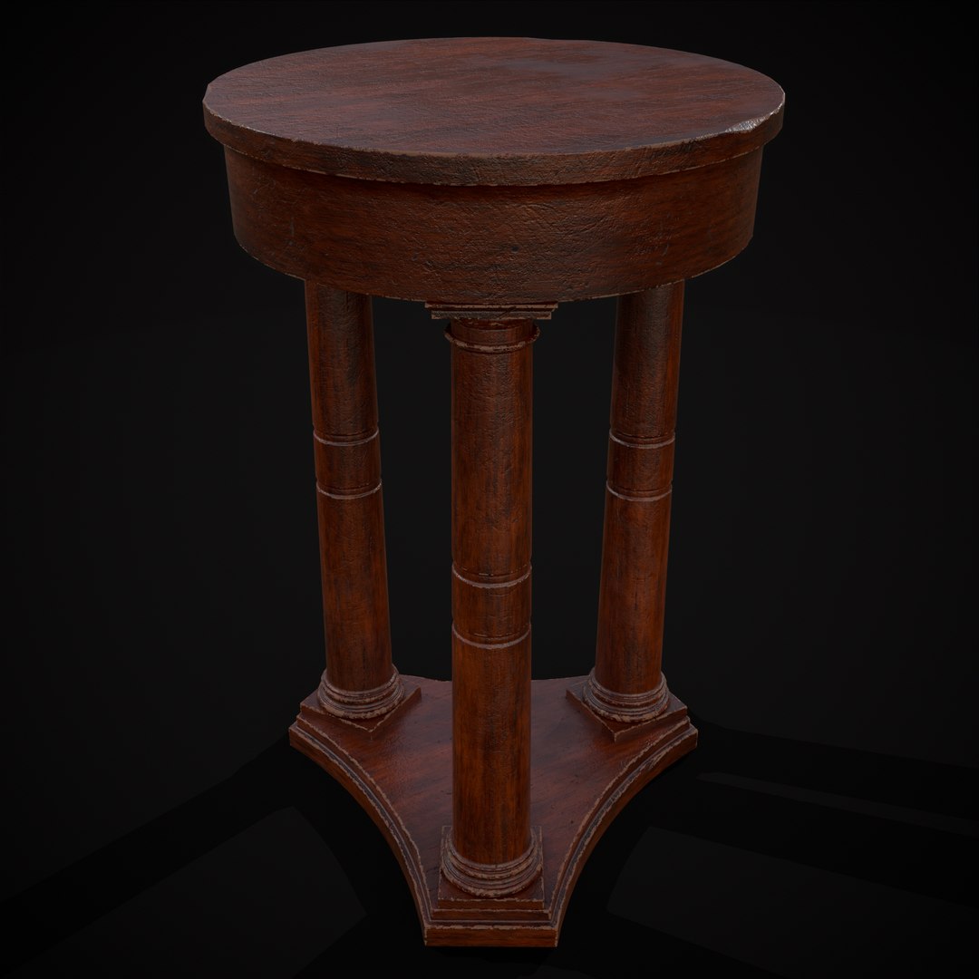 3D Elegant Wooden Three Leg End Table - TurboSquid 1979853
