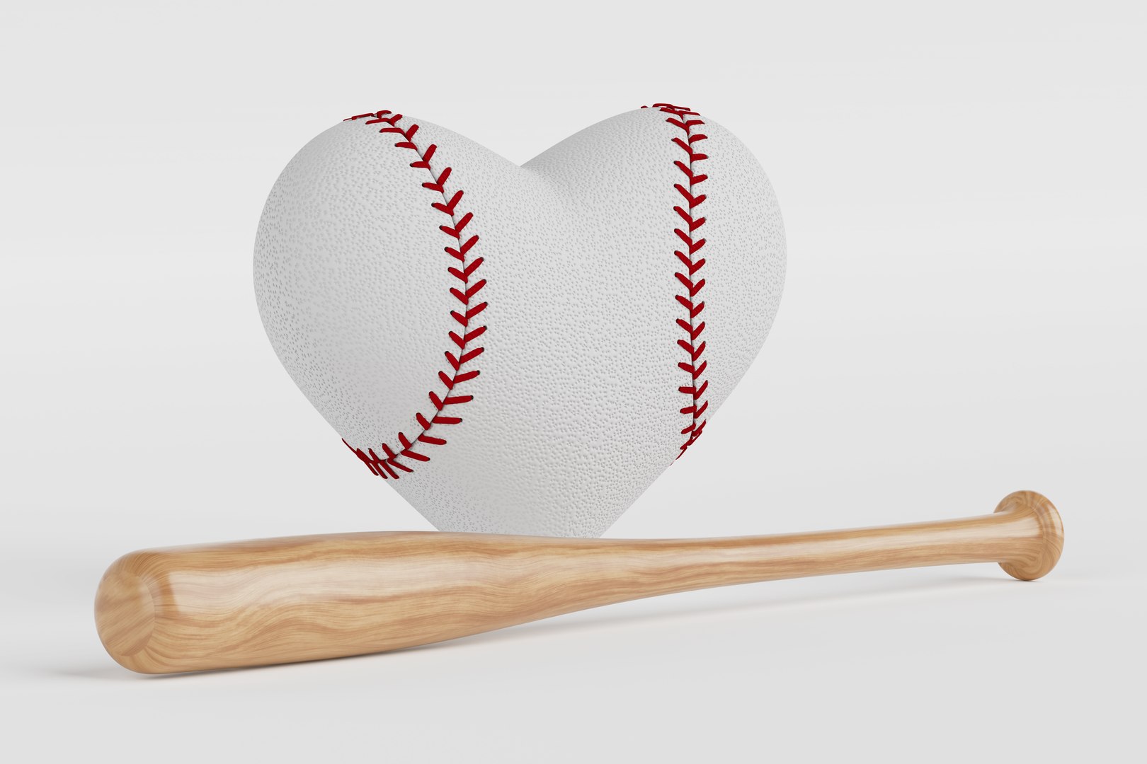3D Baseball Ball In Shape Of Heart And Baseball Bat - TurboSquid 2300742