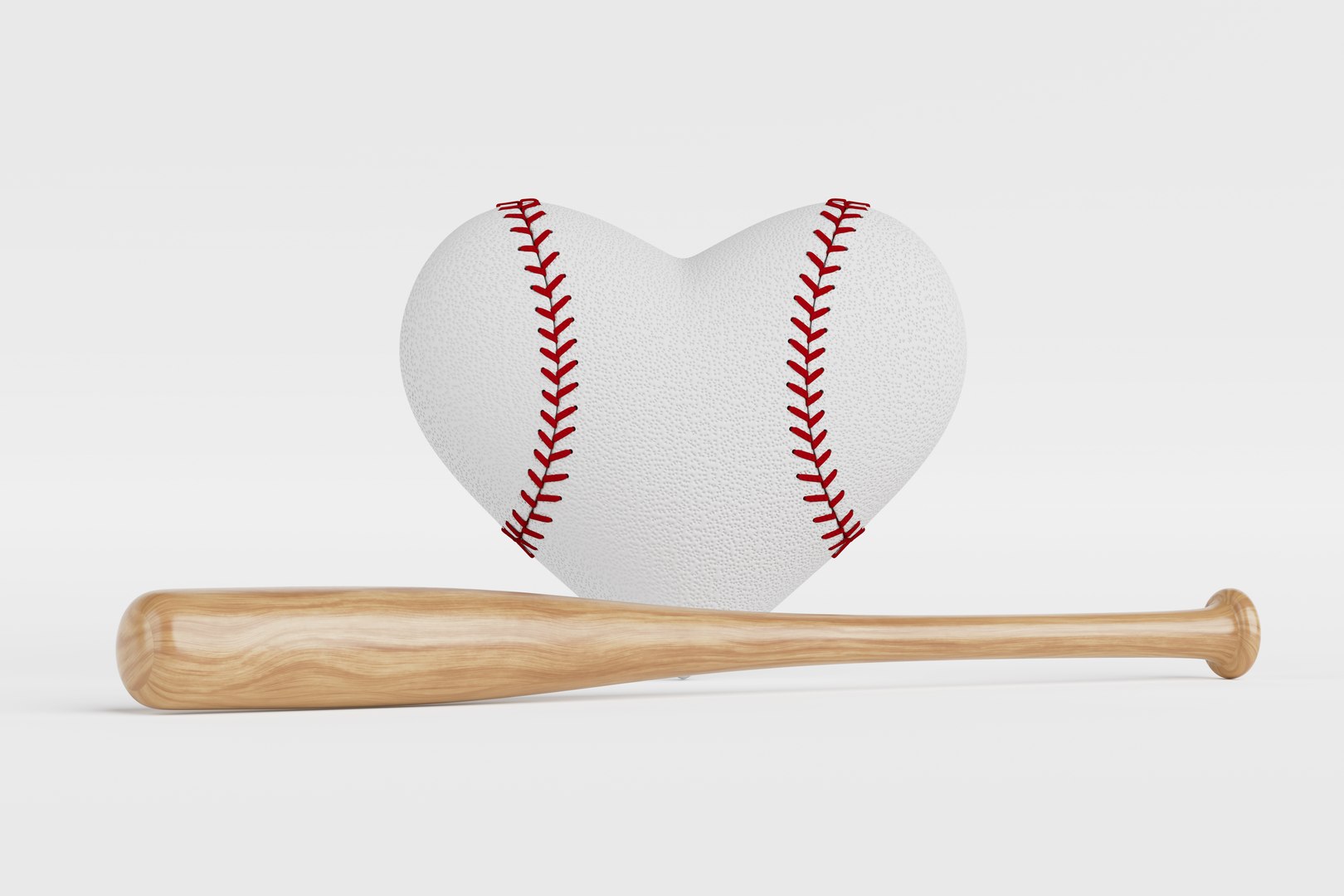 3D Baseball Ball In Shape Of Heart And Baseball Bat - TurboSquid 2300742