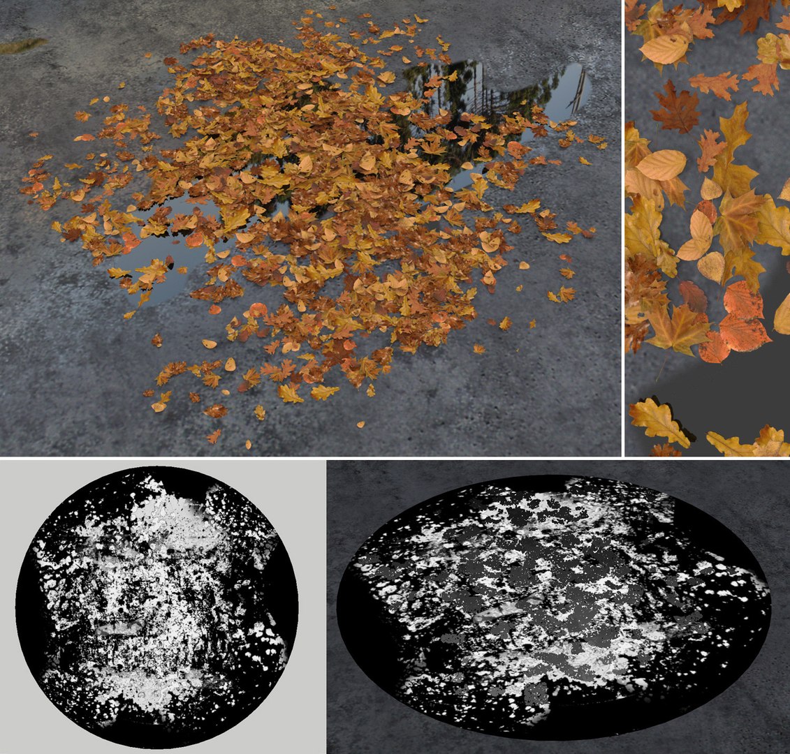 3d Realistic Fall Leaves Scattered Model