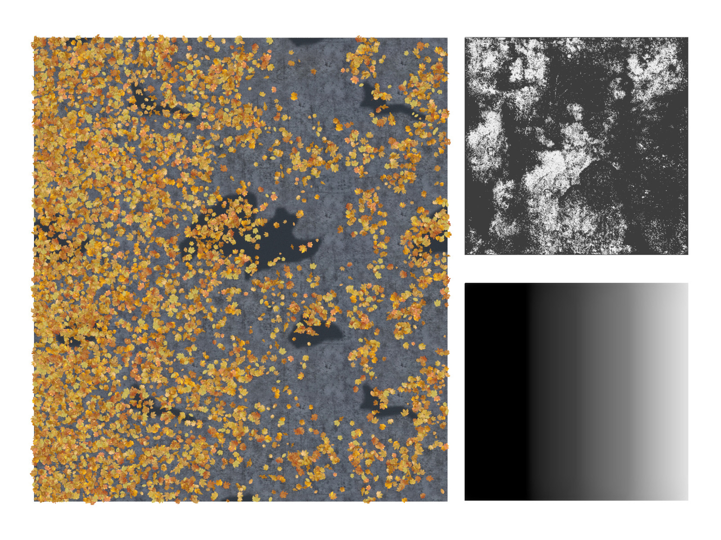 3d realistic fall leaves scattered model