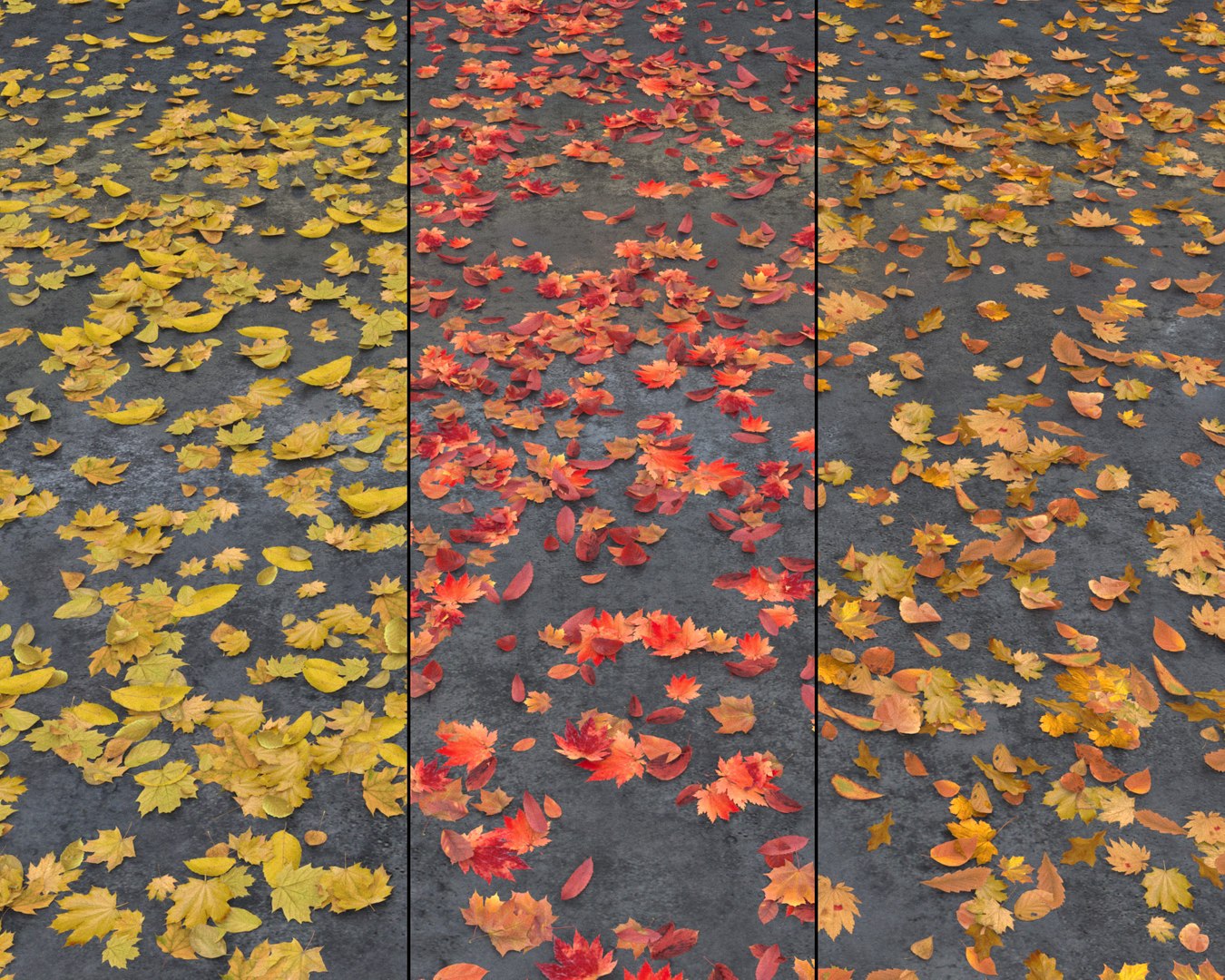 3d Realistic Fall Leaves Scattered Model