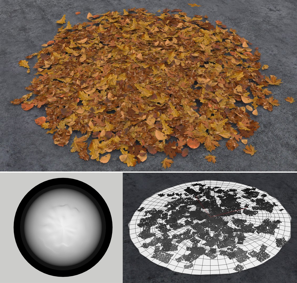 3d Realistic Fall Leaves Scattered Model