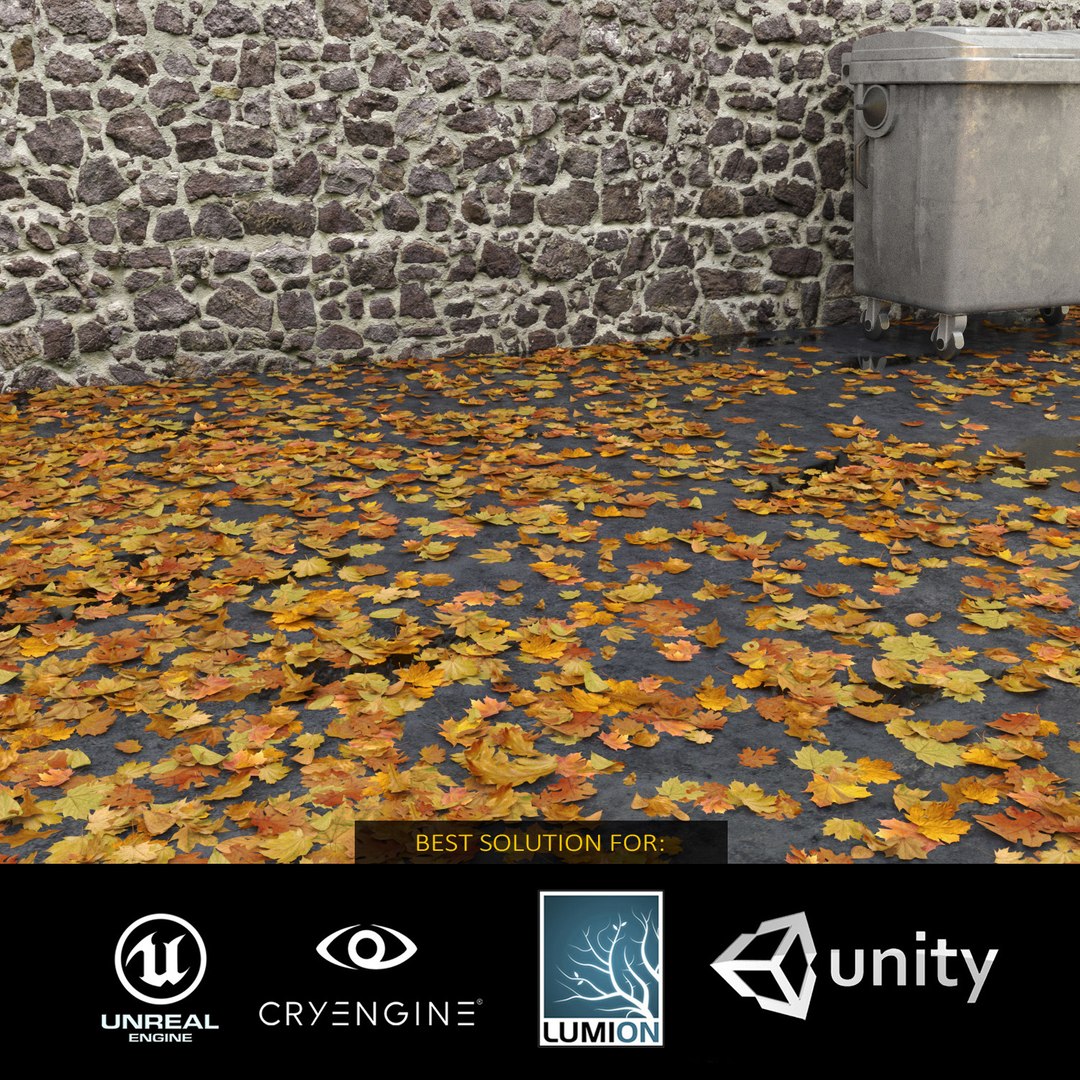 3d Realistic Fall Leaves Scattered Model