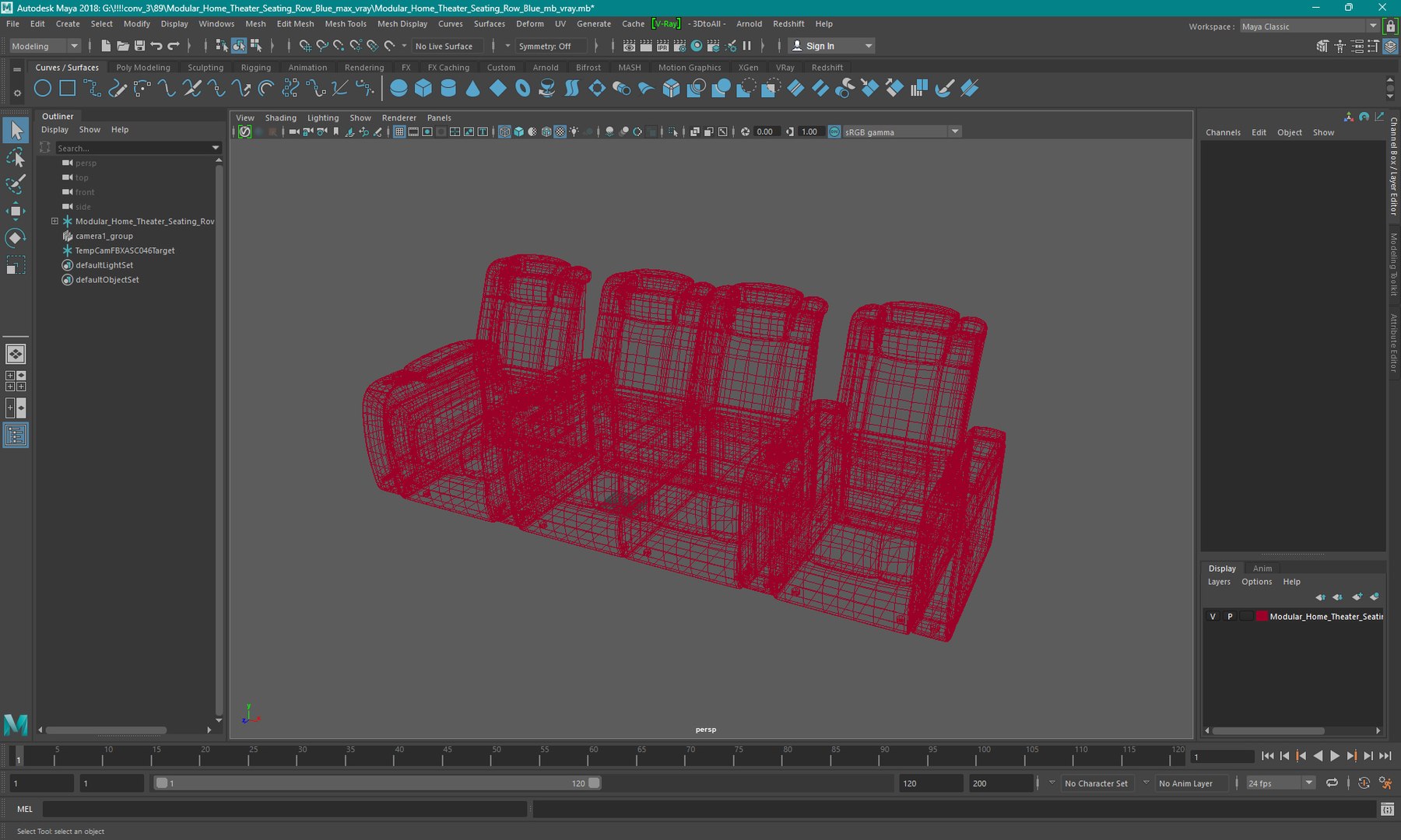 Modular Home Theater Seating Row Blue 3D Model - TurboSquid 2386891