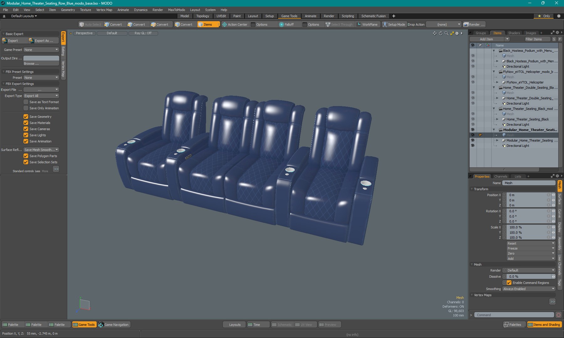 Modular Home Theater Seating Row Blue 3D Model - TurboSquid 2386891