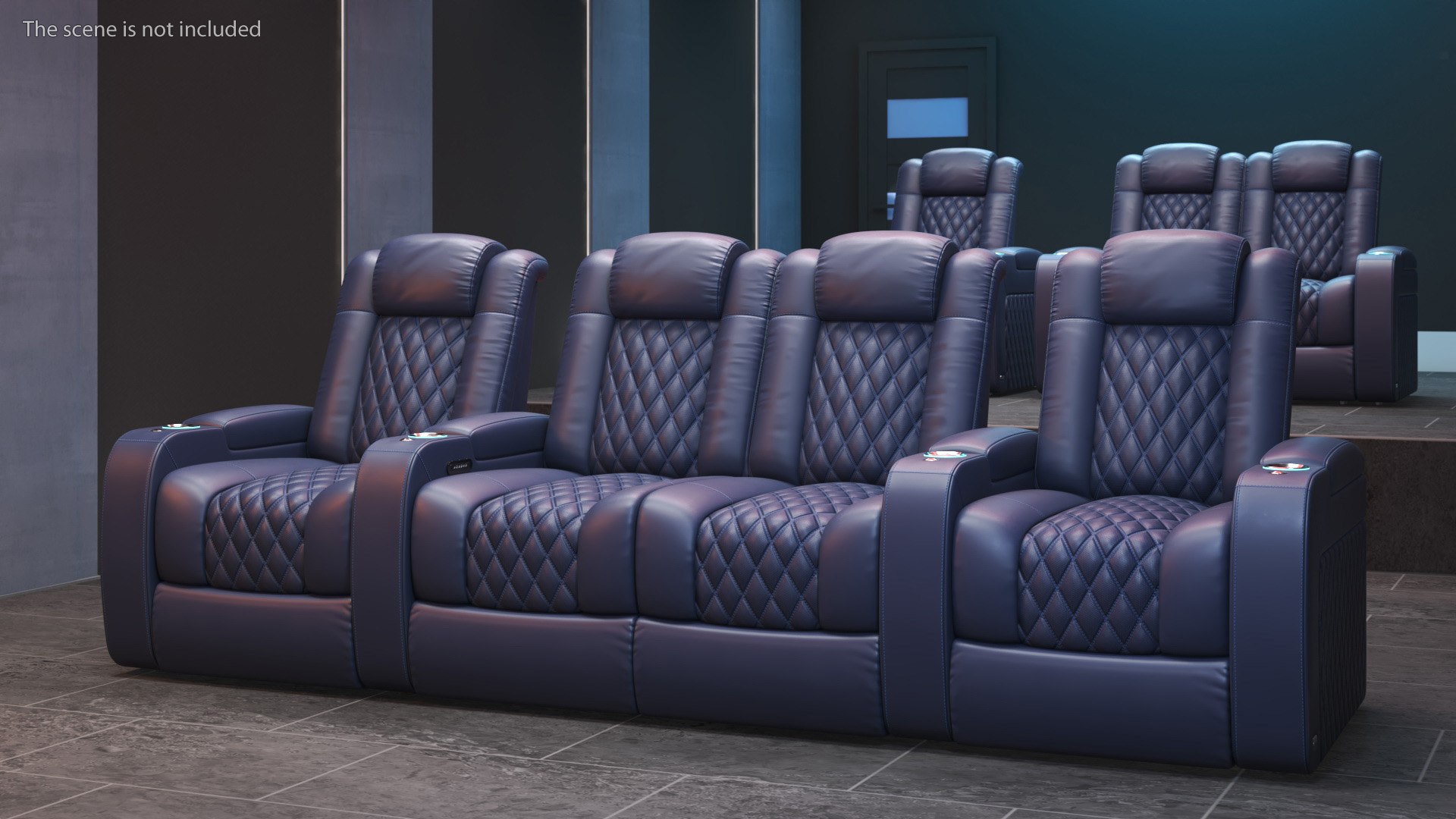Modular Home Theater Seating Row Blue 3D Model - TurboSquid 2386891