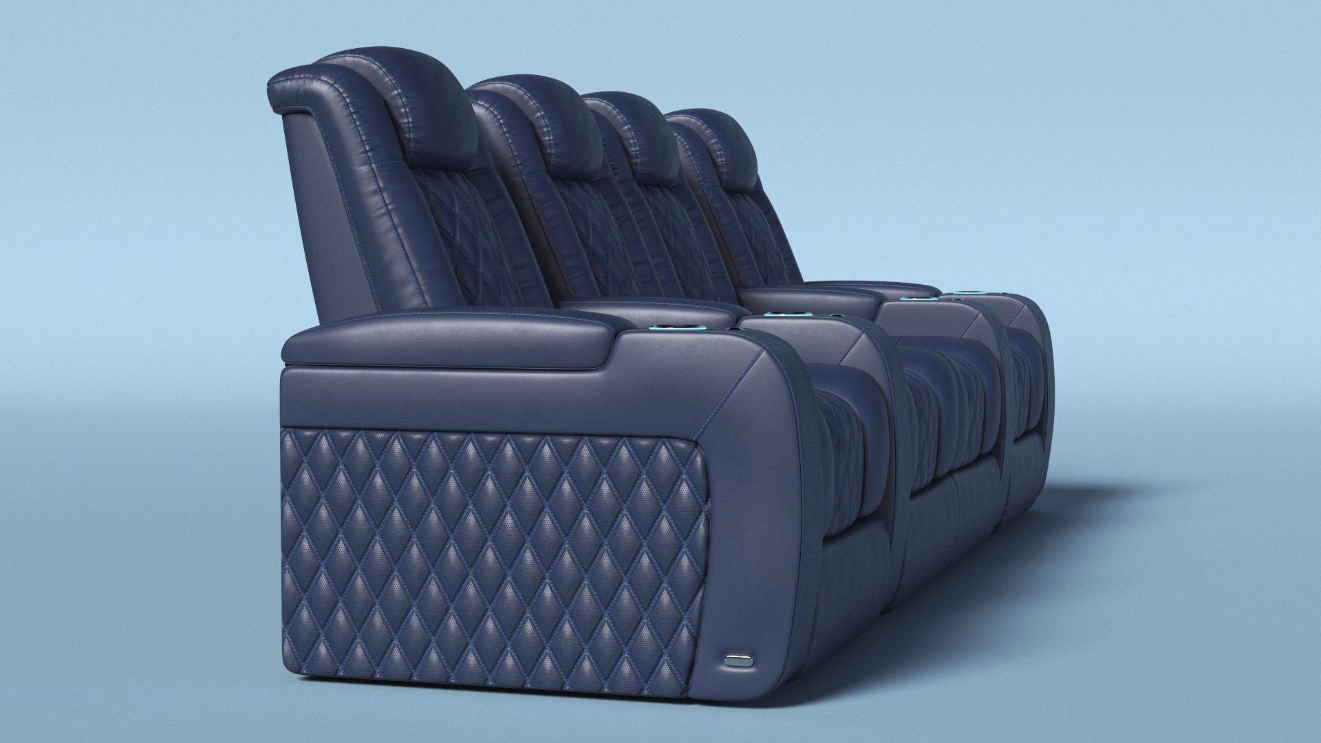 Modular Home Theater Seating Row Blue 3D Model - TurboSquid 2386891
