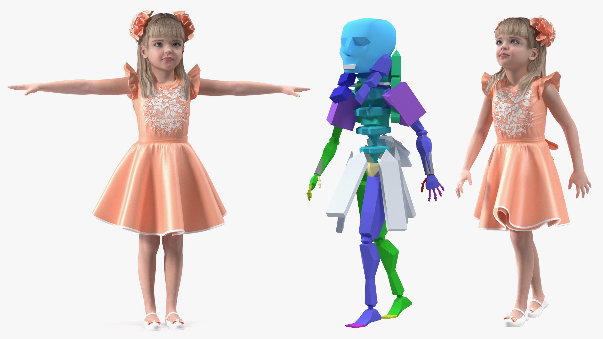 Child Girl Party Dress Rigged 3D Model - TurboSquid 2080884