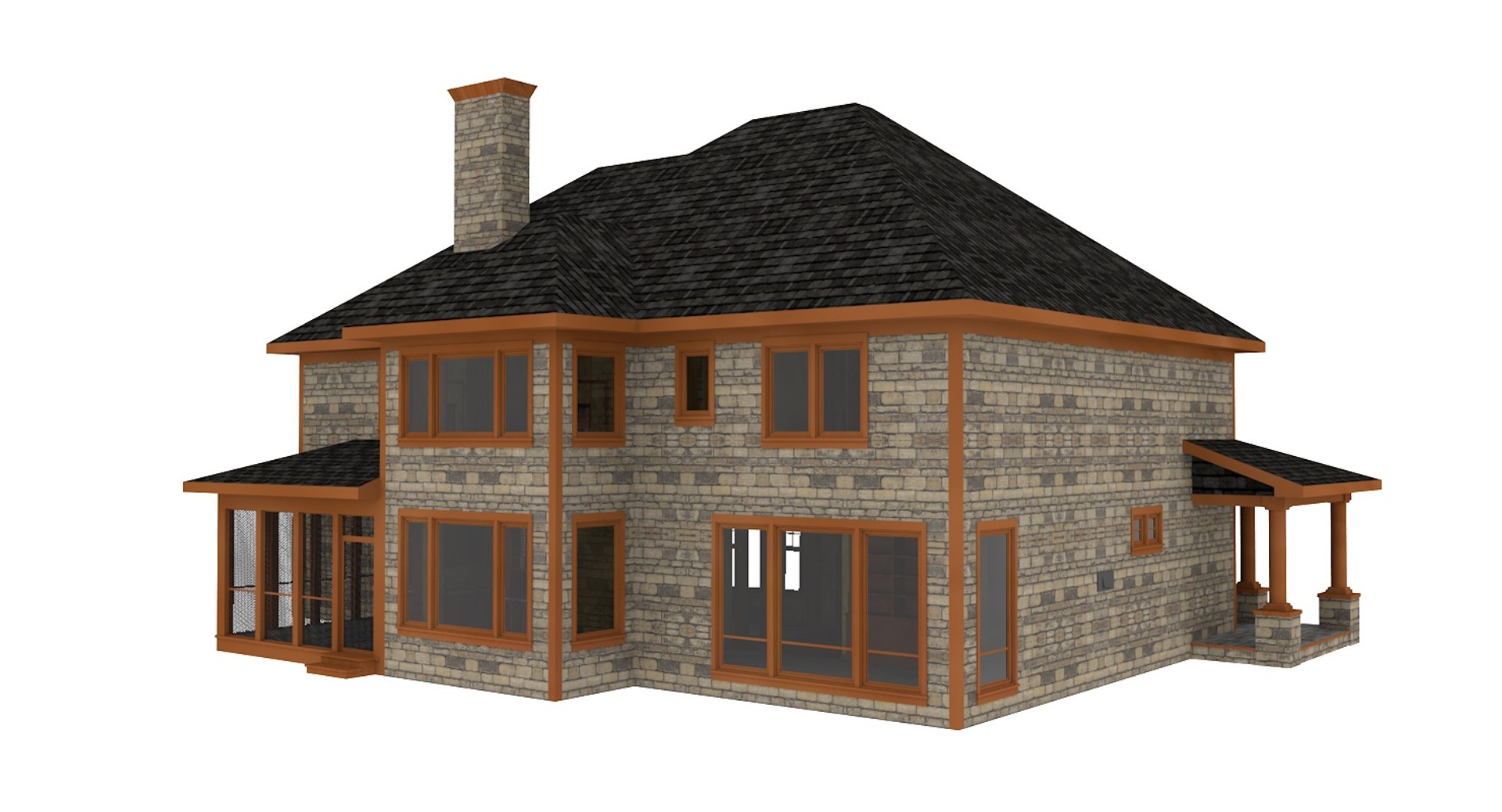 3D American Big Suburban House Model - TurboSquid 1232806