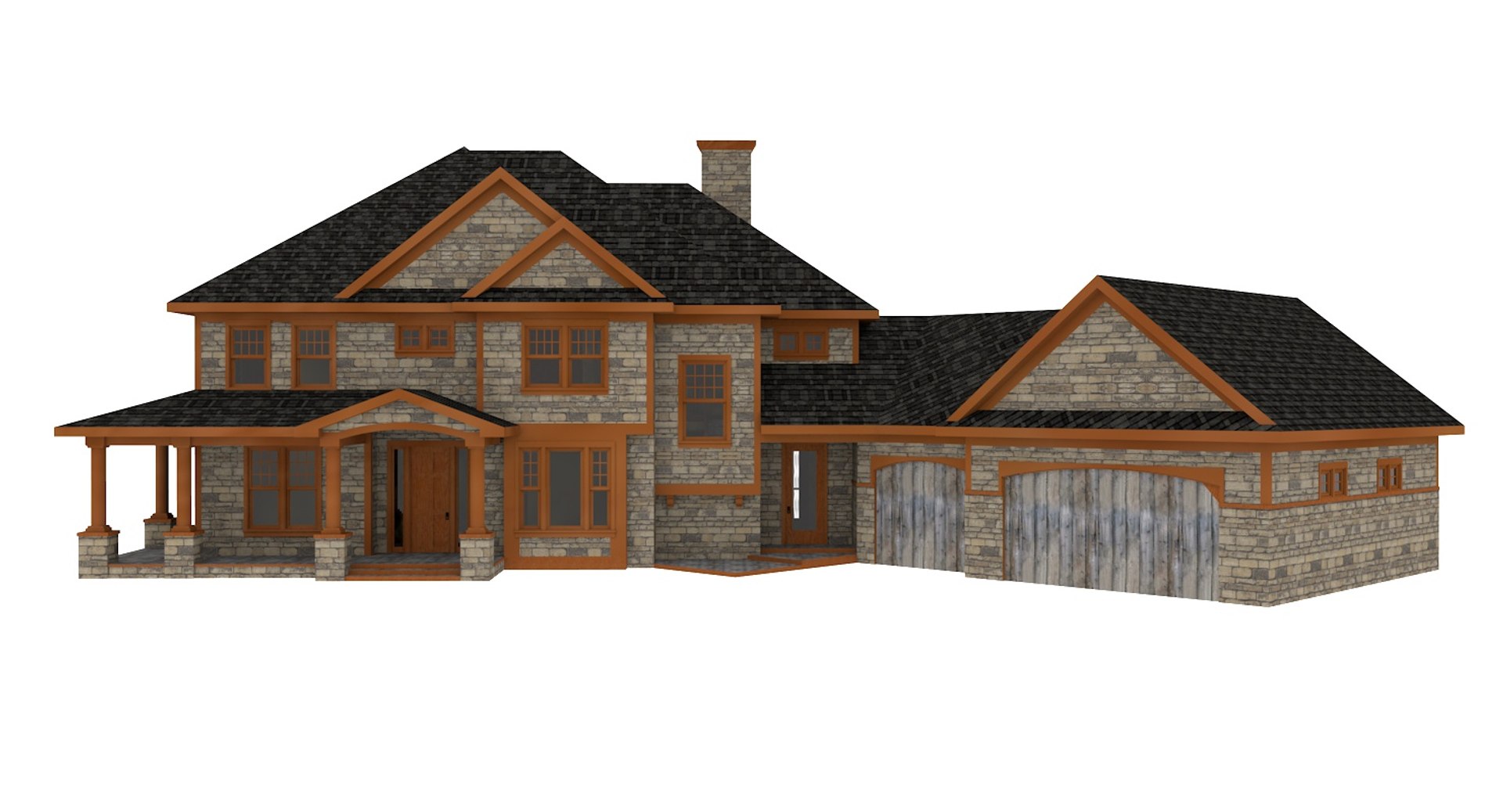 3D American Big Suburban House Model - TurboSquid 1232806