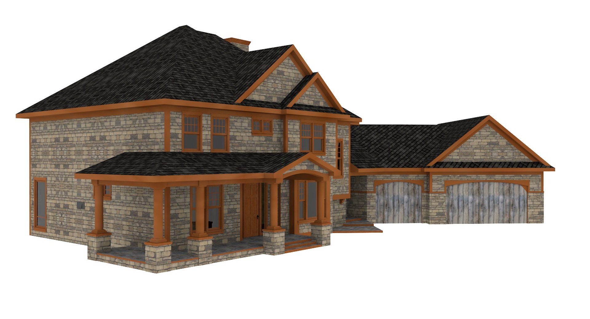 3D American Big Suburban House Model - TurboSquid 1232806