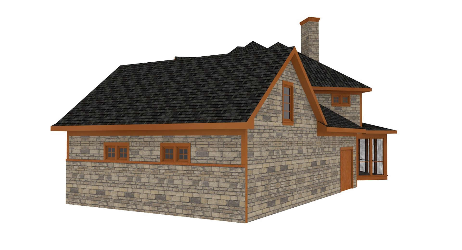 3D American Big Suburban House Model - TurboSquid 1232806