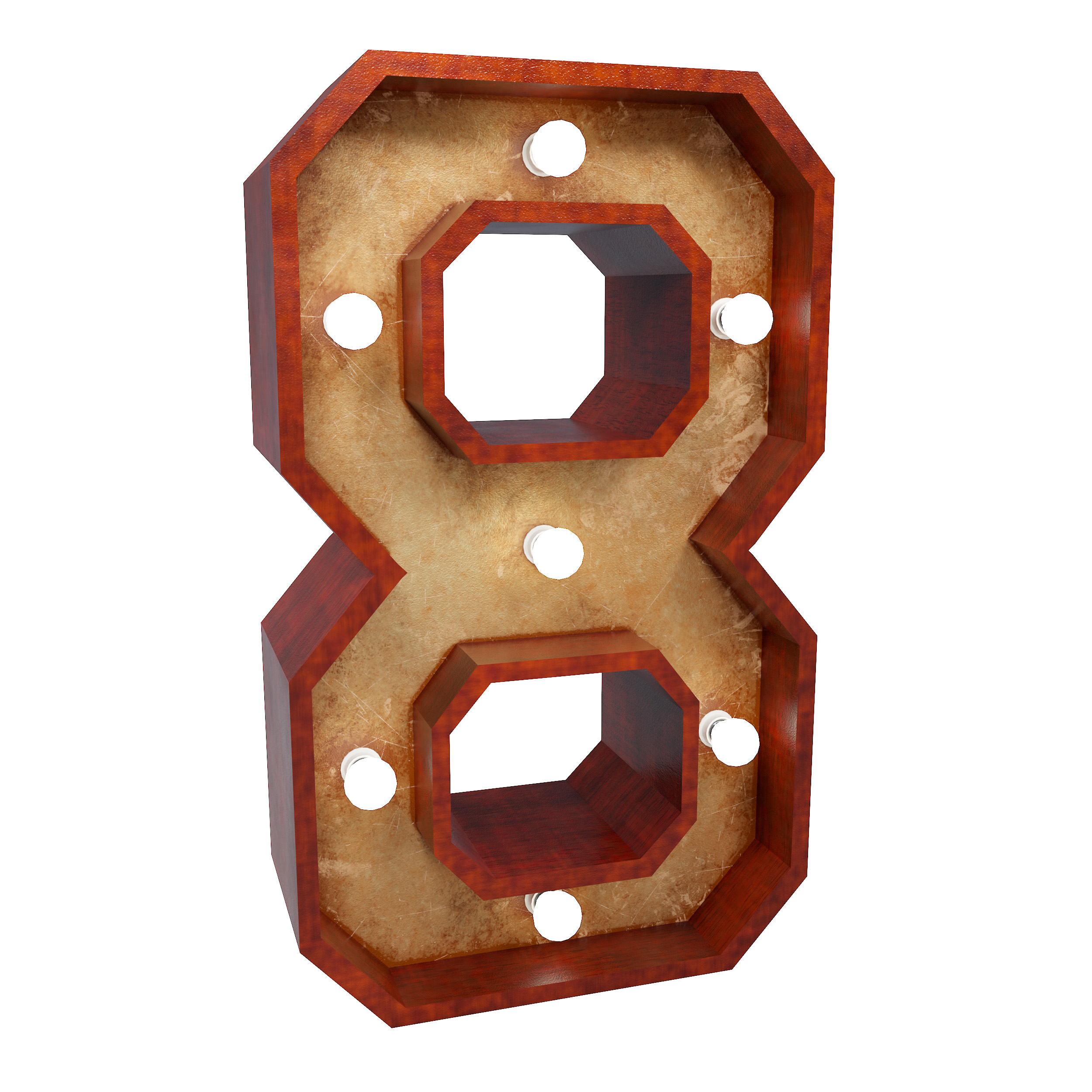 Marquee number eight wooden led glow sign 3dmodel 3D - TurboSquid 1973439
