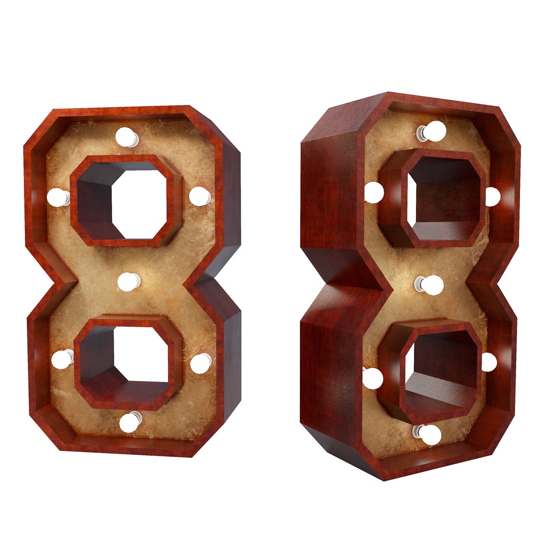 Marquee Number Eight Wooden Led Glow Sign 3dmodel 3D - TurboSquid 1973439