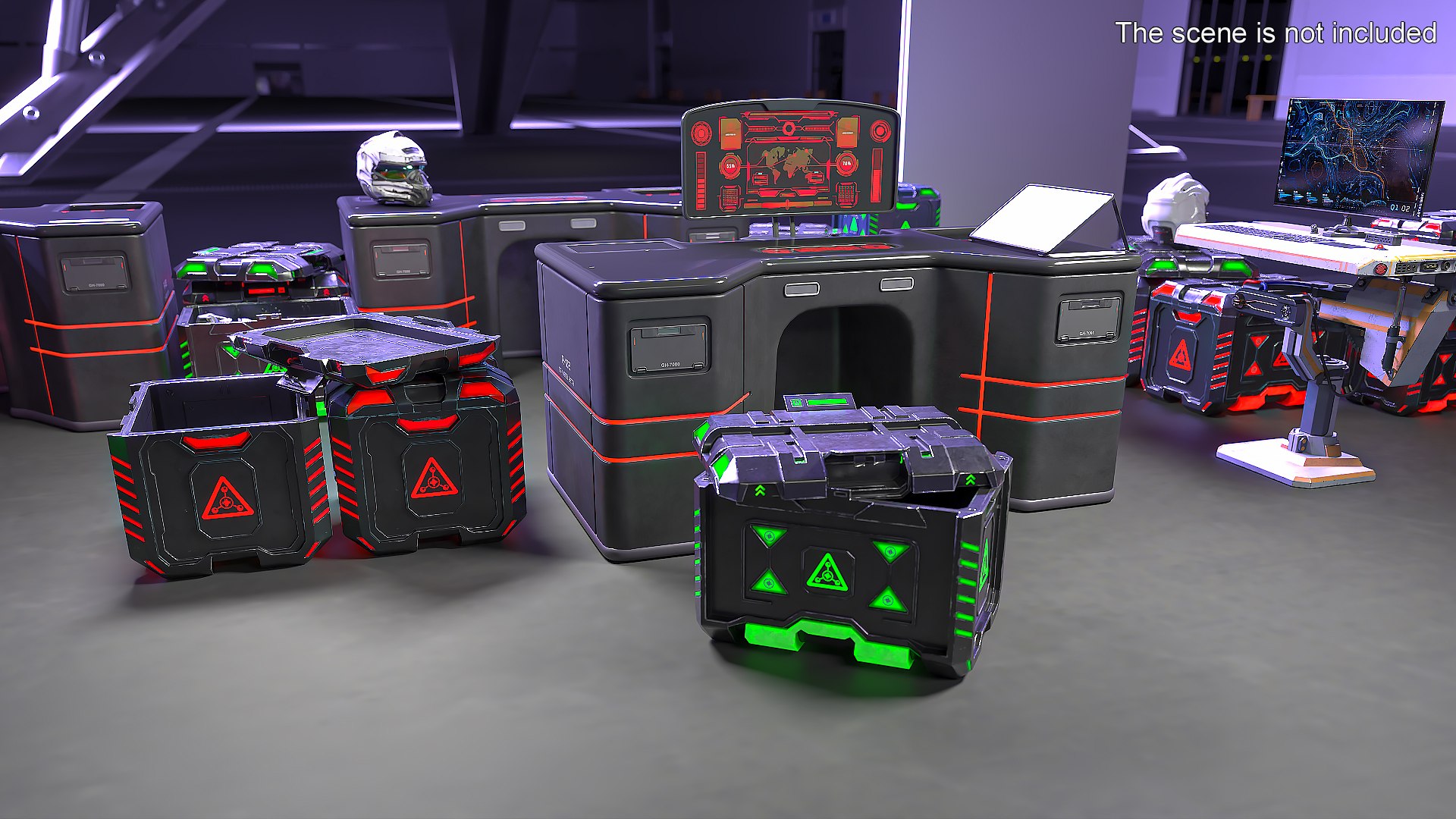 Sci-Fi Command Console With Storage Crates 3D - TurboSquid 2349933