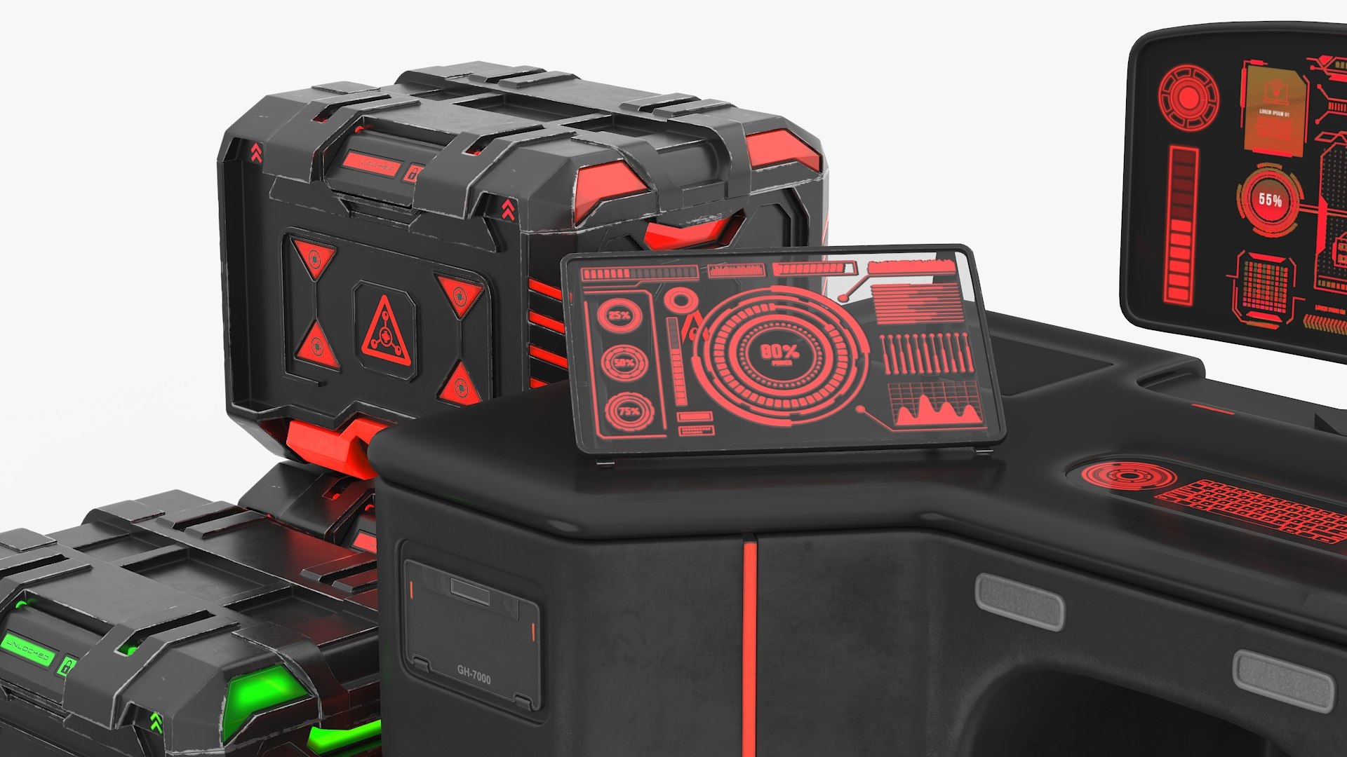 Sci-Fi Command Console With Storage Crates 3D - TurboSquid 2349933