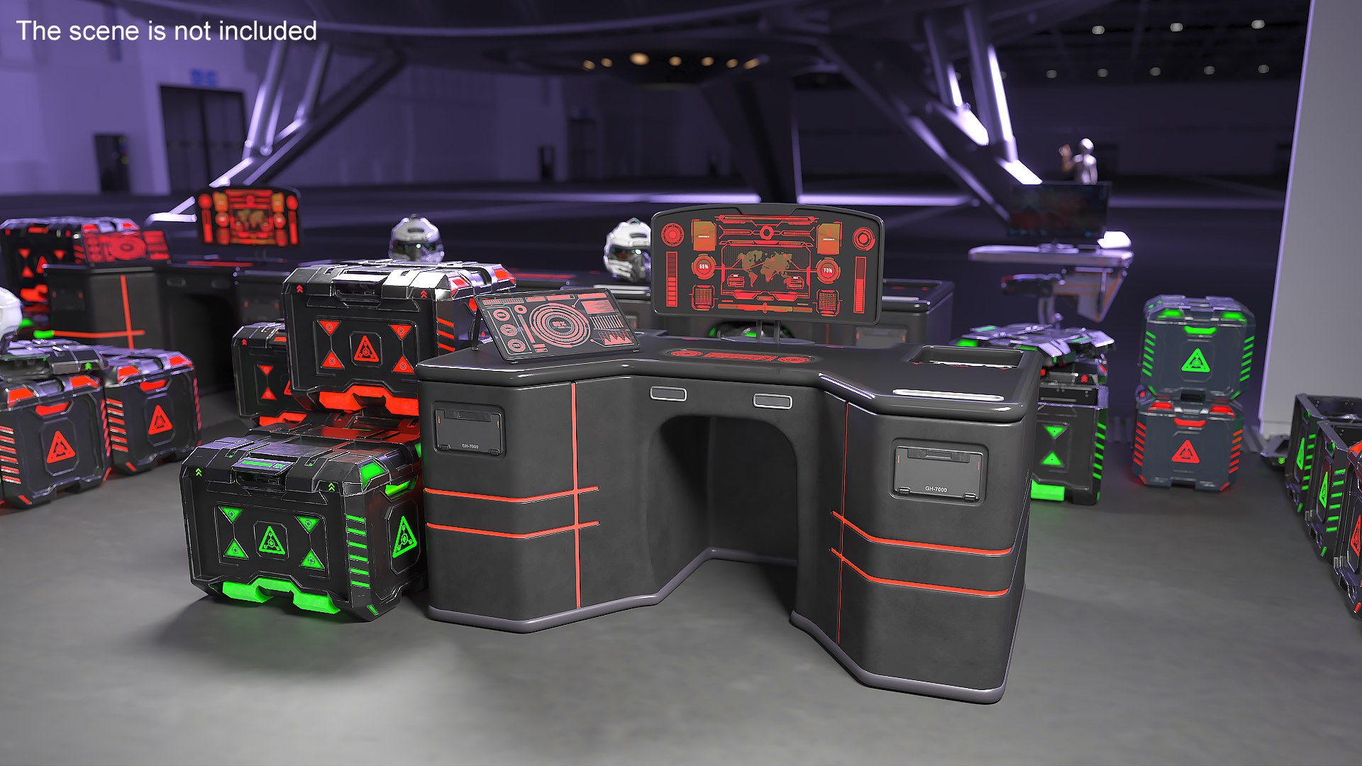 Sci-Fi Command Console With Storage Crates 3D - TurboSquid 2349933