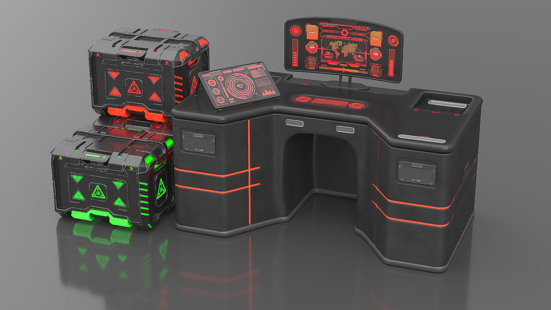Sci-Fi Command Console With Storage Crates 3D - TurboSquid 2349933