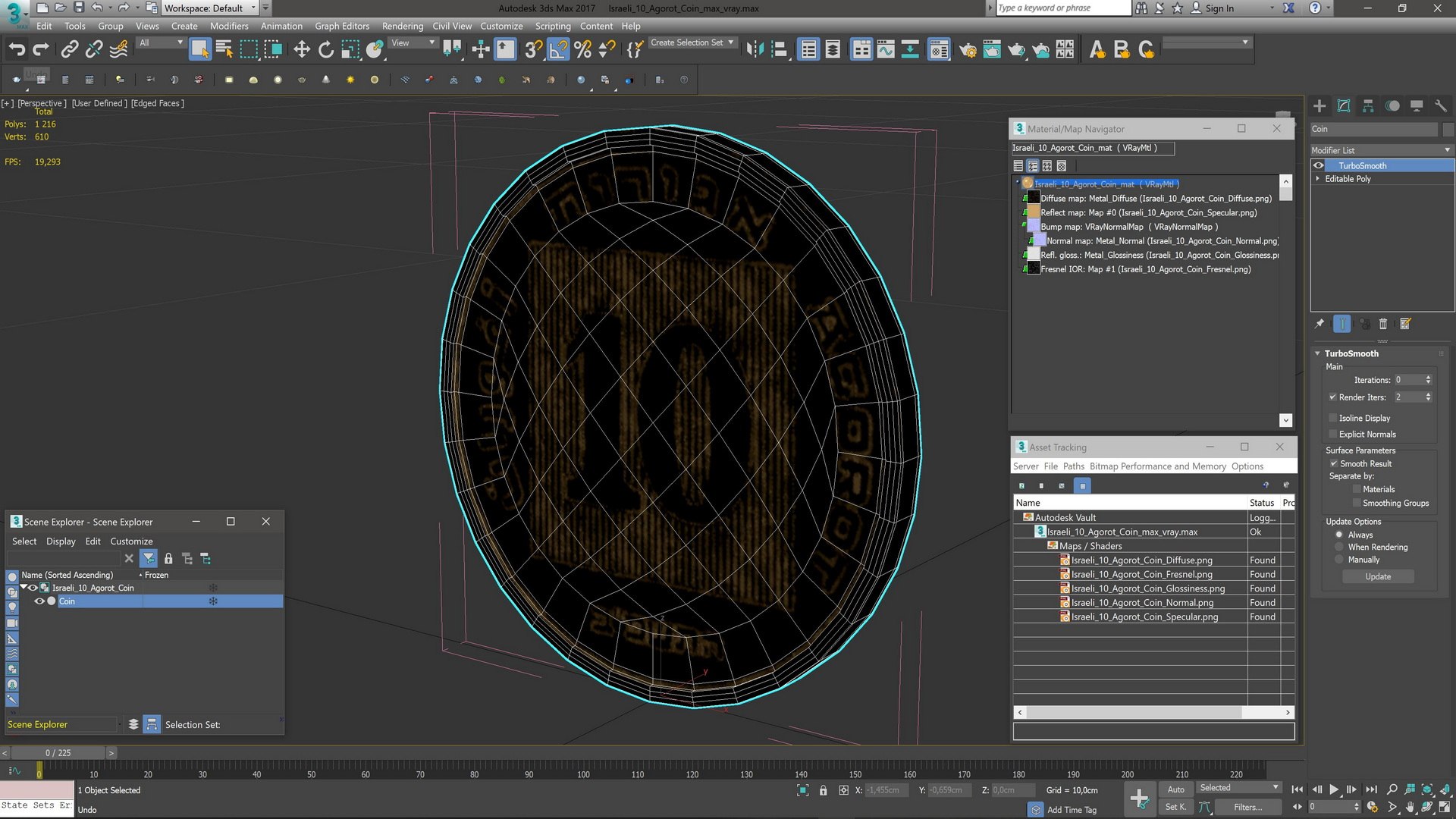 3D Israeli 10 Agorot Coin Model - TurboSquid 2190554