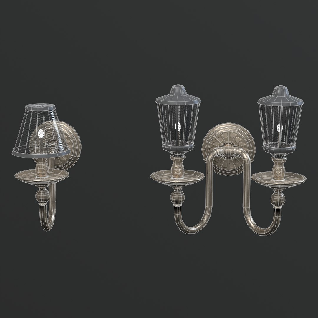 3D Low Poly Wall Lamp Set - TurboSquid 2118700