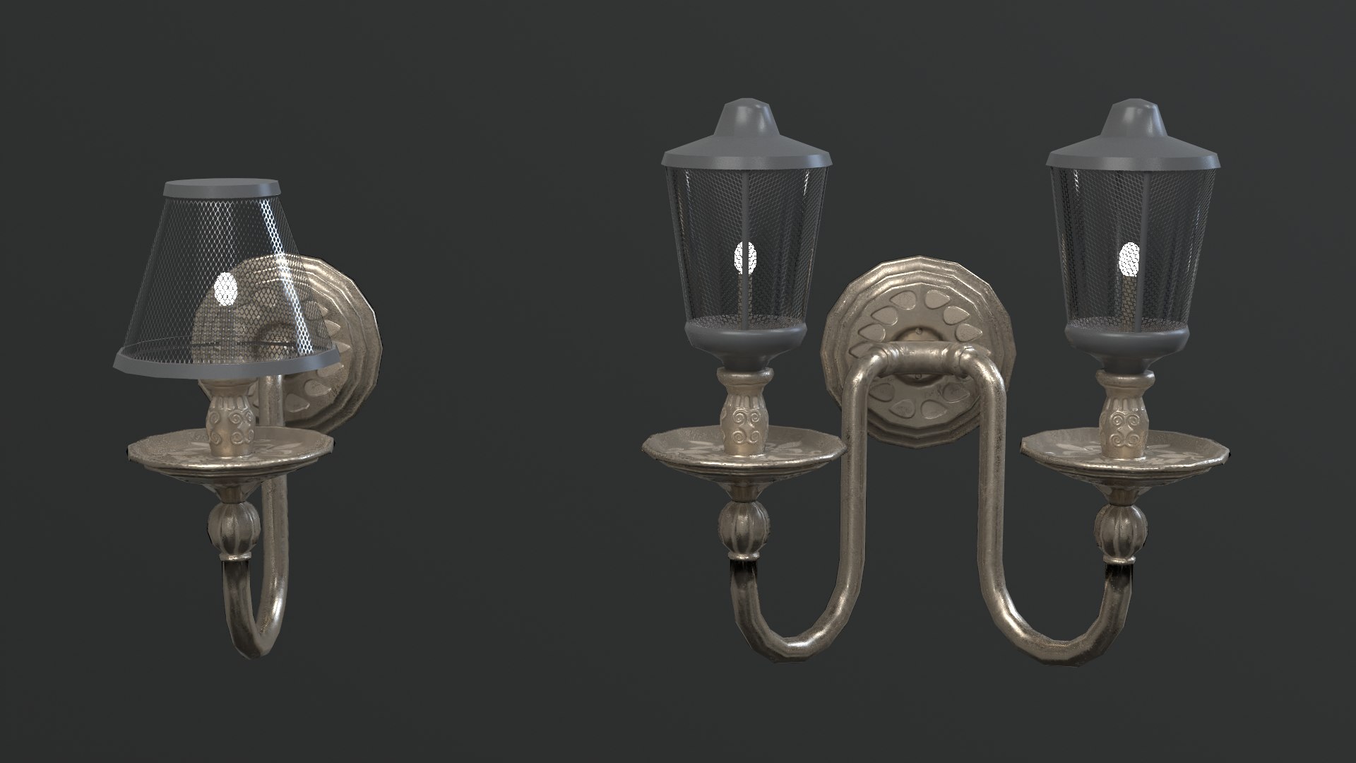 3D Low Poly Wall Lamp Set - TurboSquid 2118700