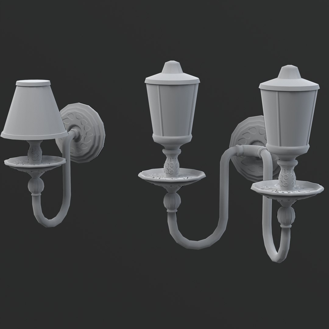 3D Low Poly Wall Lamp Set - TurboSquid 2118700