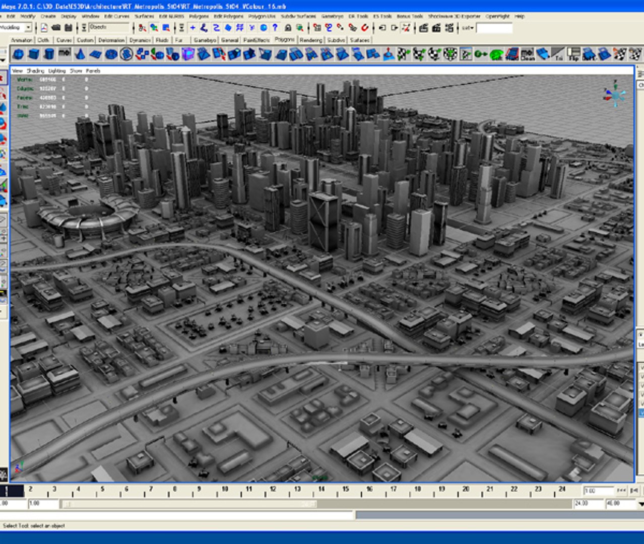3d Model Multi City Building Highways