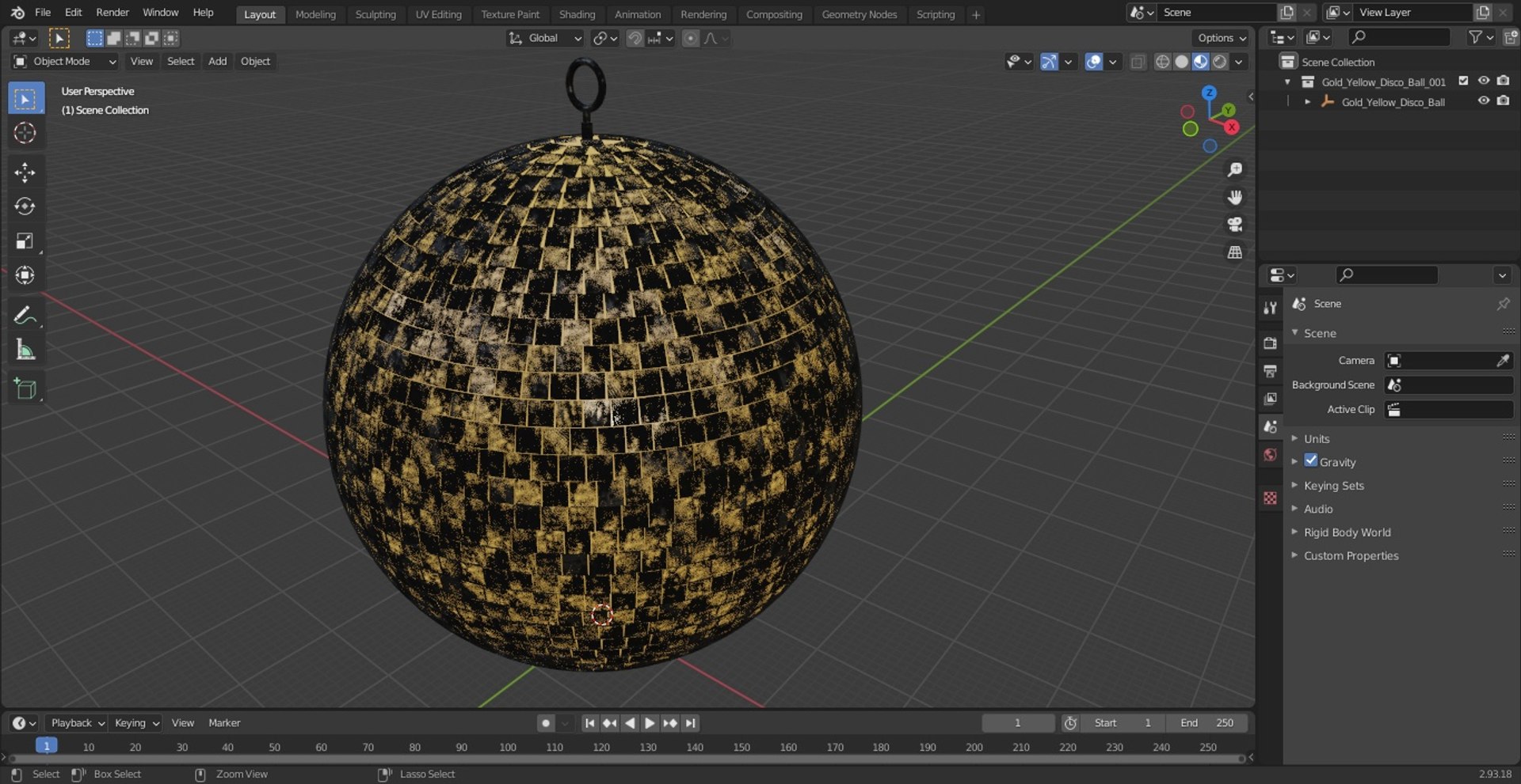Gold Yellow Disco Ball 3D Model - TurboSquid 2163602