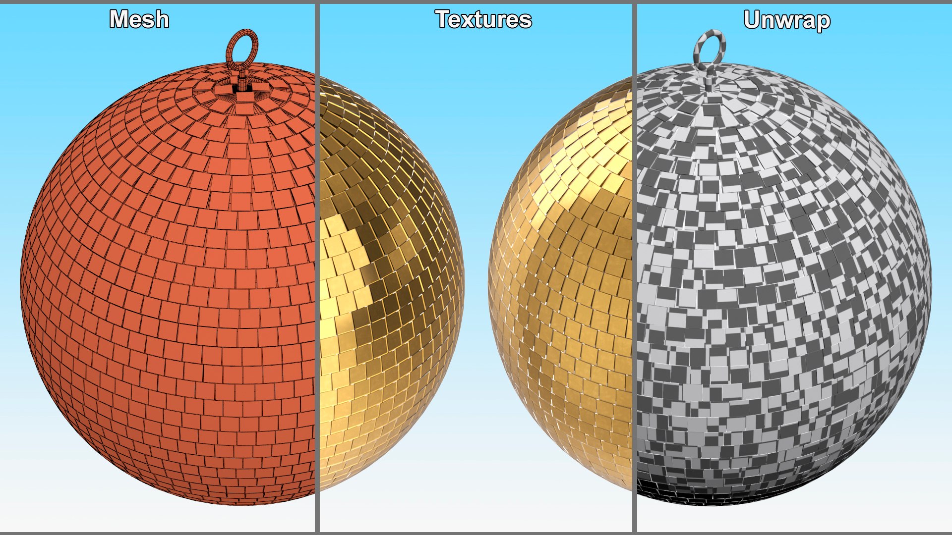 Gold Yellow Disco Ball 3D Model - TurboSquid 2163602