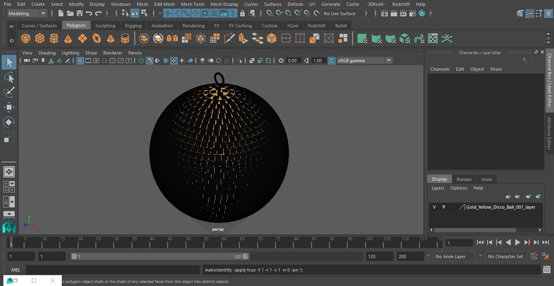Gold Yellow Disco Ball 3D Model - TurboSquid 2163602