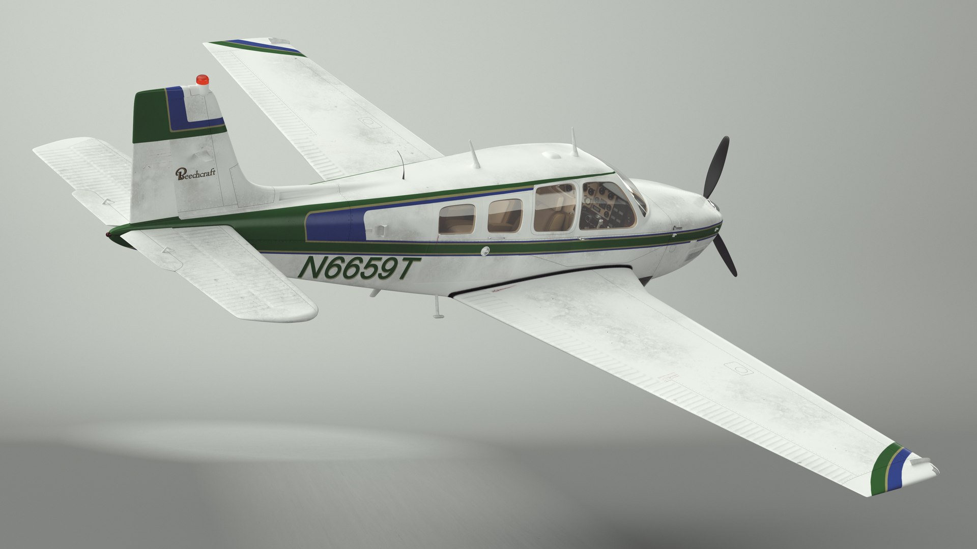 3D Light Aircraft Beechcraft Bonanza Rigged For Maya - TurboSquid 2230551