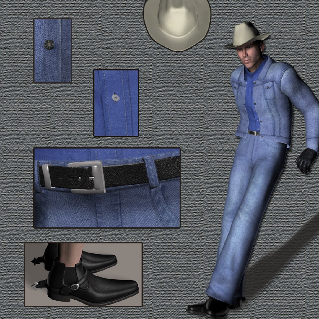 Cowboy Suit G2 Male 3d Model