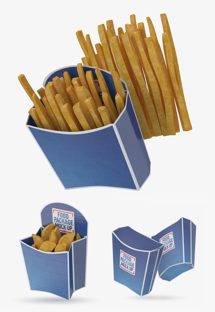 3D French Fries Box 3 Model - TurboSquid 1332813