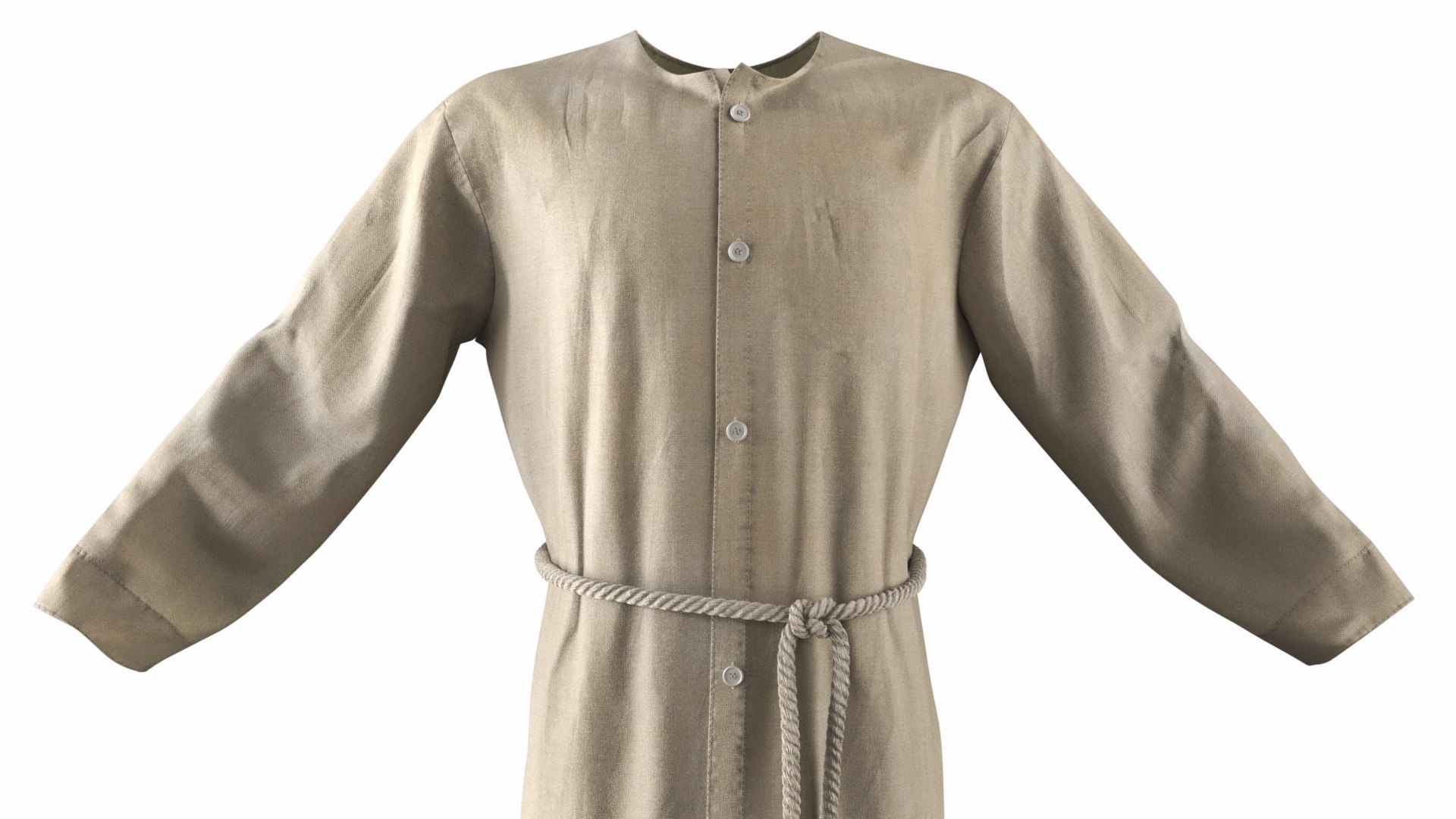 Old Long Mantle With Belt 3D - TurboSquid 2349298