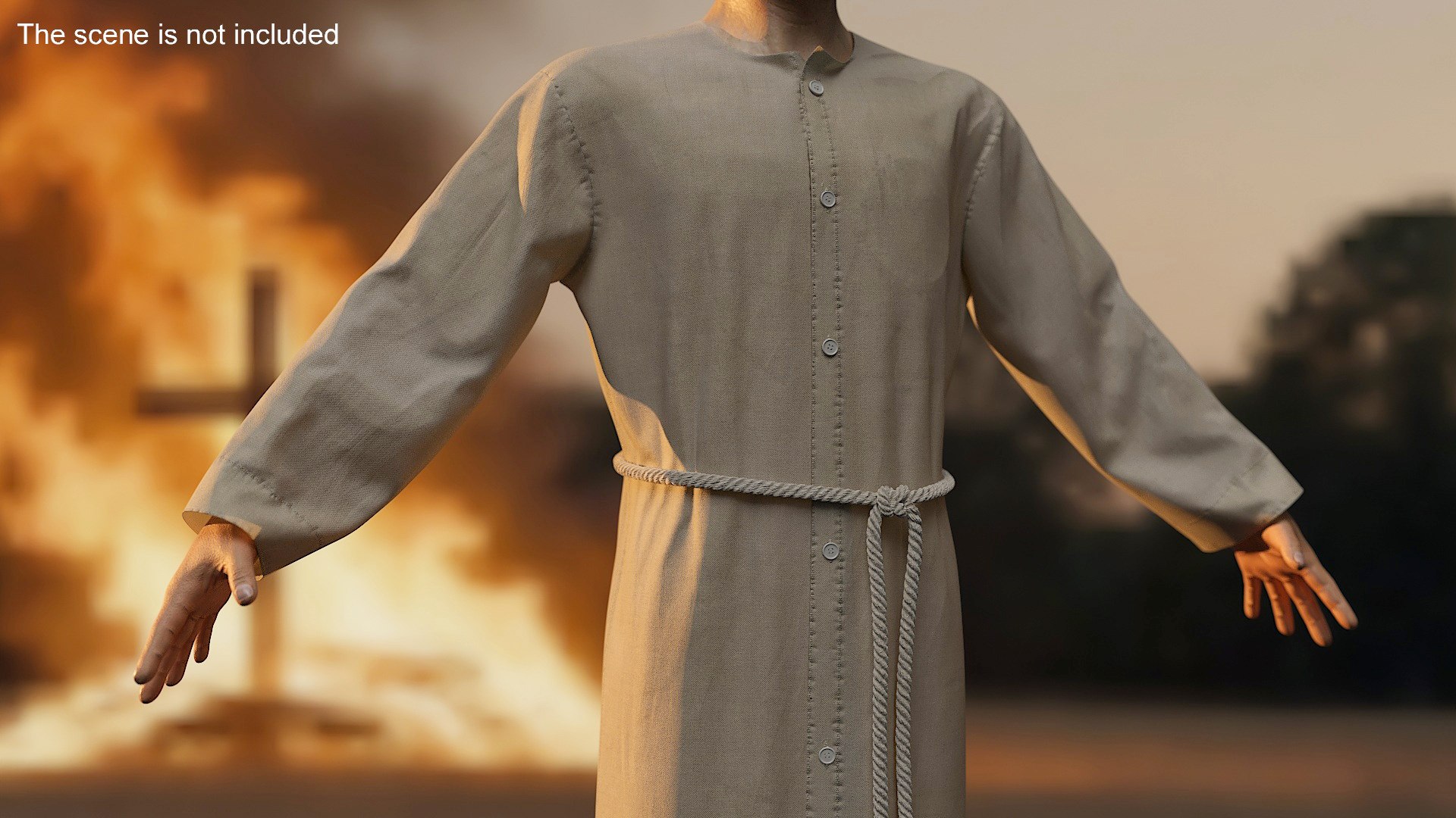 Old Long Mantle With Belt 3D - TurboSquid 2349298