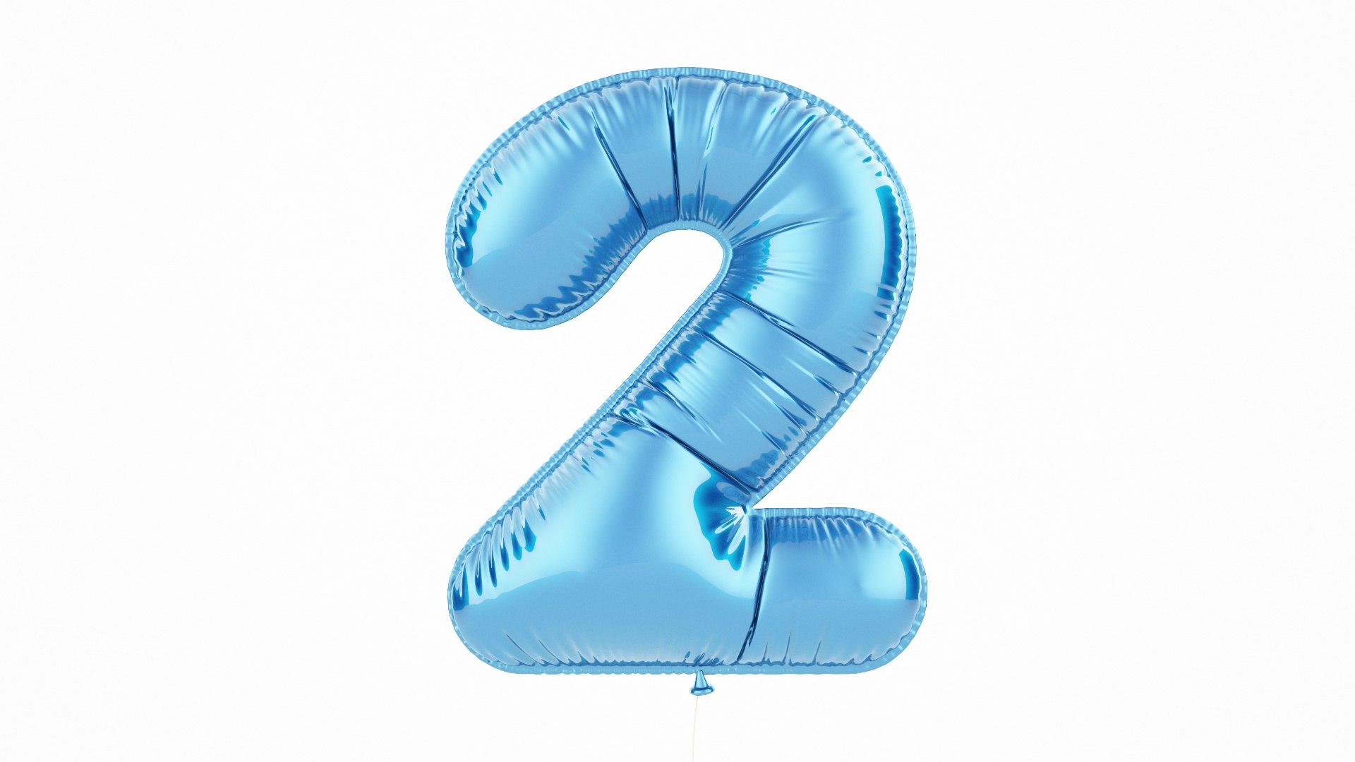 3D Shiny Foil Balloon Number 2 Model - TurboSquid 2143380
