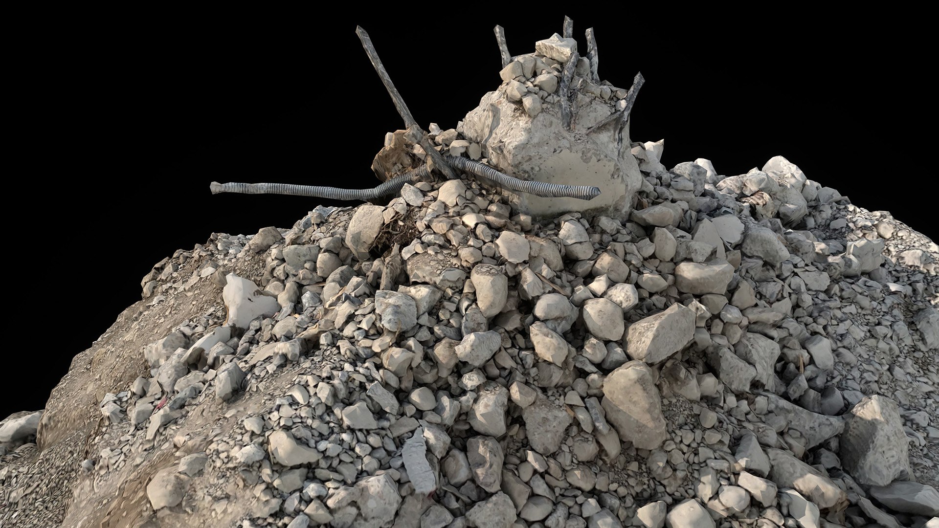 Gravel Concrete 03 - 3D Photogrammetry Model Scan Of Pile Of Concrete ...
