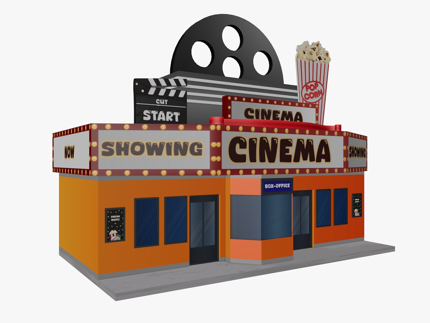 3D Cartoon Cinema Building - TurboSquid 2224723