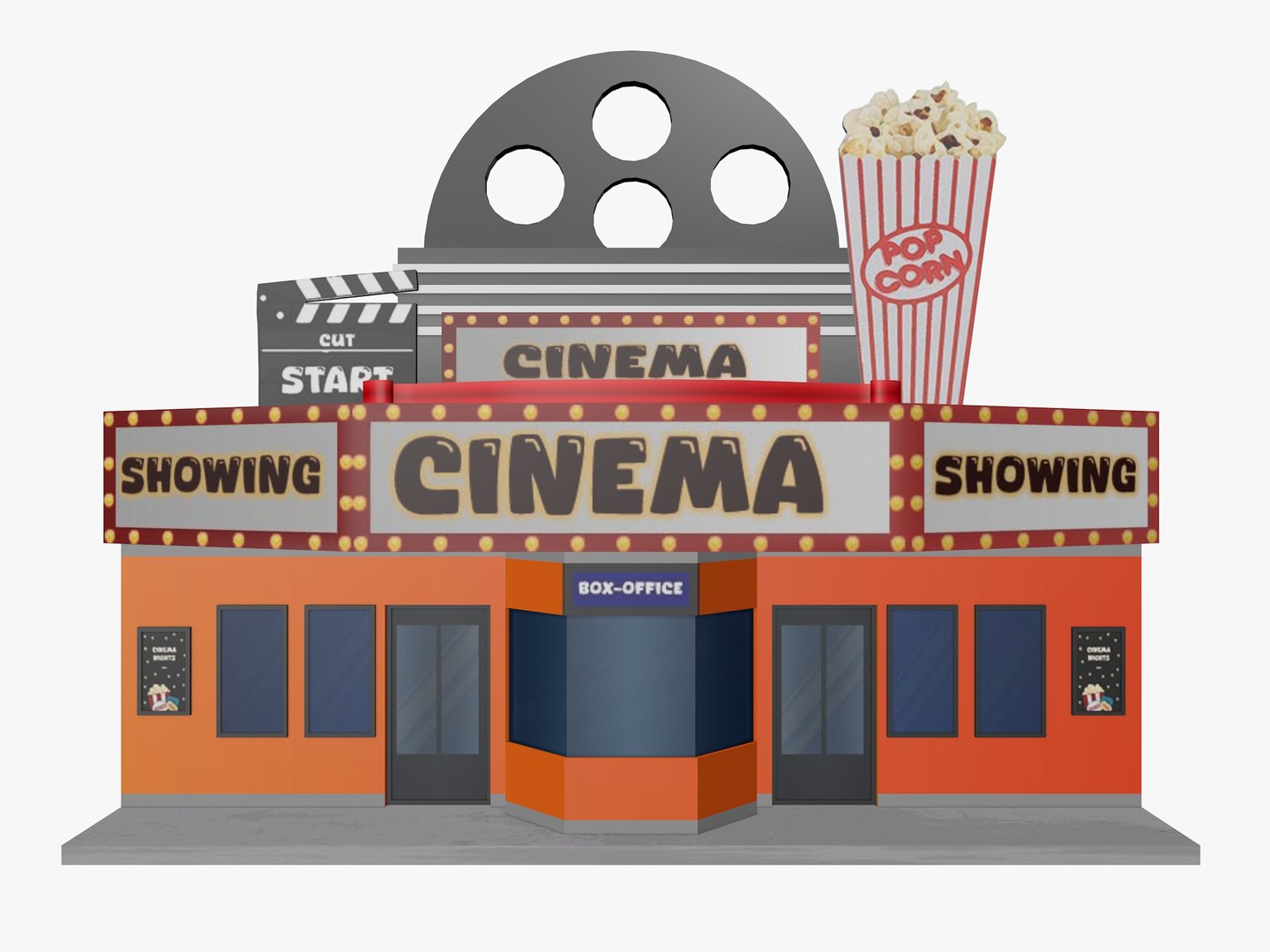 3D Cartoon Cinema Building - TurboSquid 2224723