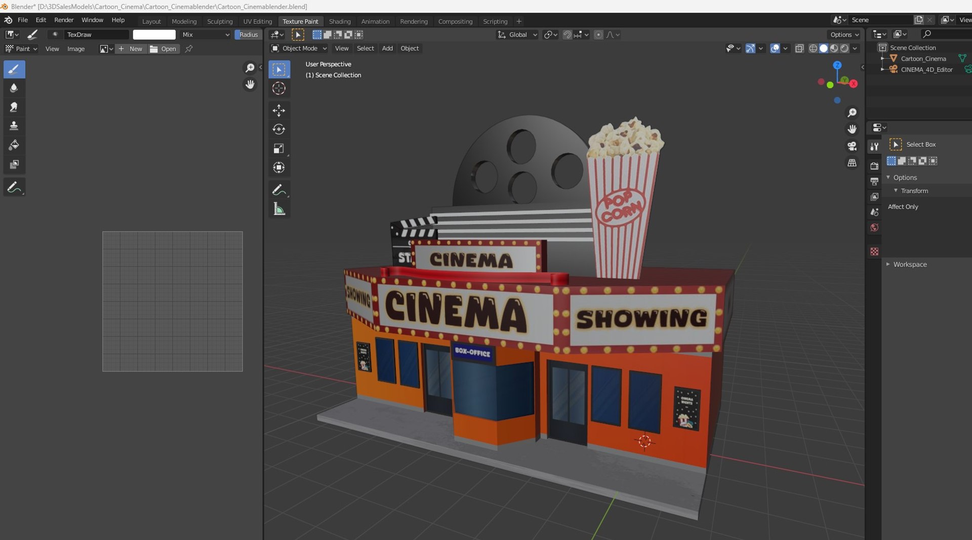3D Cartoon Cinema Building - TurboSquid 2224723