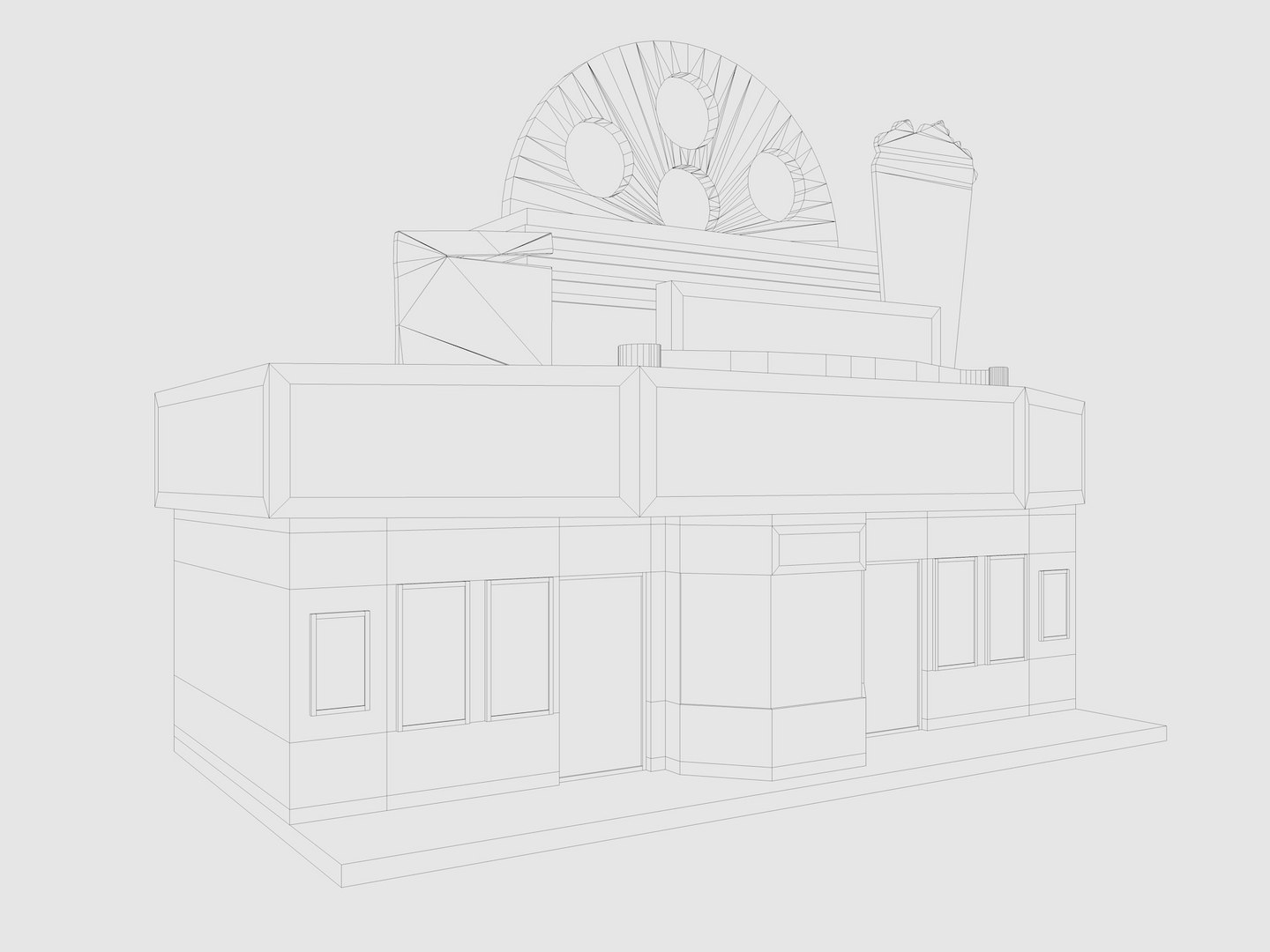 3D Cartoon Cinema Building - TurboSquid 2224723