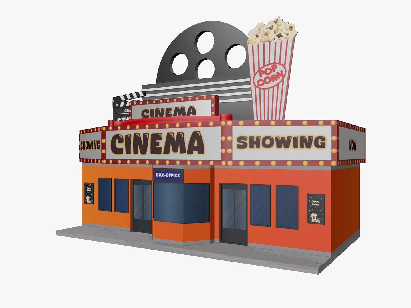 3D Cartoon Cinema Building - TurboSquid 2224723